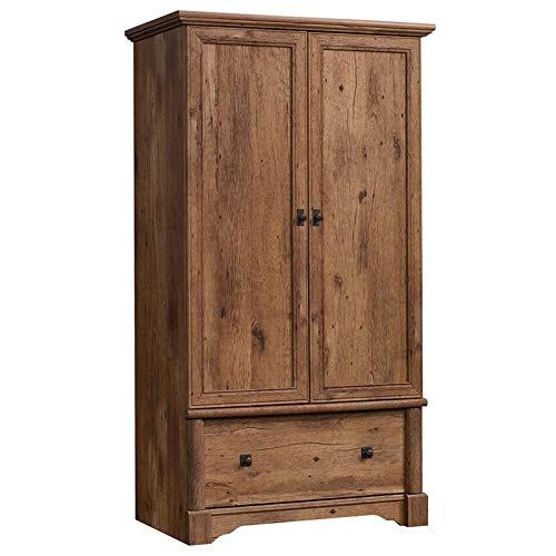 Pemberly Row Traditional Style Wardrobe Armoire with Drawer in Vintage Oak