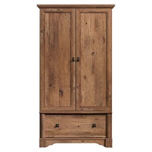 Pemberly Row Traditional Style Wardrobe Armoire with Drawer in Vintage Oak