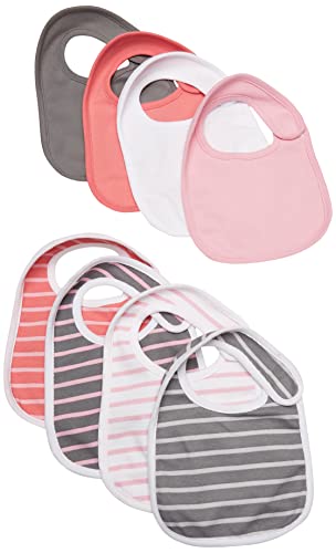 Hanes unisex baby Ultimate Flexy 8 Pack Bibs Handkerchief, Pink/Grey, NO SIZE US