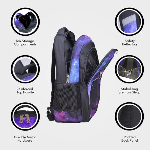 Fenrici Galaxy Backpack for Girls, Boys, Kids, Teens, 18" Large Book Bags for Kindergarten, Elementary, Middle School Students, Laptop Compartment, Extra Large