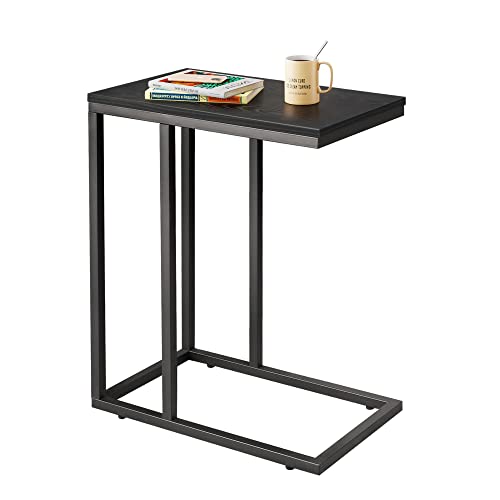 WLIVE Side Table, C Shaped End Table for Couch, Sofa and Bed, Large Desktop C Table for Living Room, Bedroom, Black