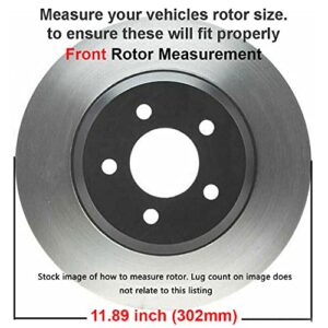 Detroit Axle - Front Brake Kit for Town & Country Dodge Grand Caravan Journey VW Routan Ram C/V Replacement Disc Brakes Rotors Ceramic Brake Pads: 11.89" inch Rotor