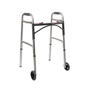 mckesson folding walkers with wheels, aluminum, 32 in to 39 in, 350 lbs weight capacity, 1 count