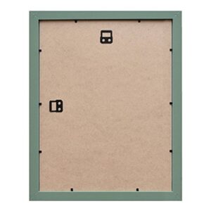 Muzilife 11x14 Wood Picture Frame Flat Display Pictures 8x10 with Mat or 11x14 Without Mat for Wall 2pcs, Green