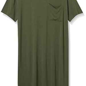 Amazon Essentials Women's Jersey Oversized-Fit Short-Sleeve Pocket T-Shirt Dress (Previously Daily Ritual), Forest Green, Medium