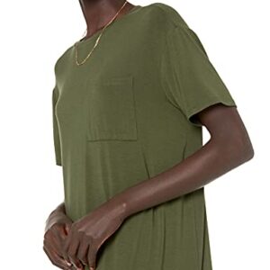 Amazon Essentials Women's Jersey Oversized-Fit Short-Sleeve Pocket T-Shirt Dress (Previously Daily Ritual), Forest Green, Medium