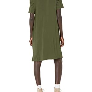 Amazon Essentials Women's Jersey Oversized-Fit Short-Sleeve Pocket T-Shirt Dress (Previously Daily Ritual), Forest Green, Medium