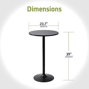 Pearington Round Cocktail Bistro High Table with Black Top and Base, 1-Pack