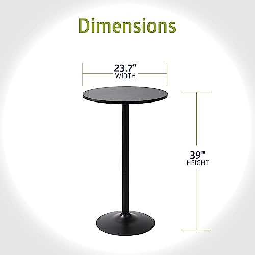 Pearington Round Cocktail Bistro High Table with Black Top and Base, 1-Pack