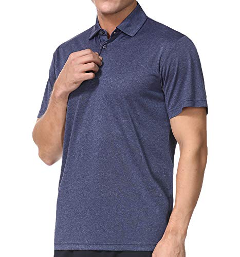 Men's Dry Fit Golf Polo Shirt (as1, Alpha, l, Regular, Regular, Dark Blue)