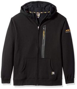 ariat male rebar workman full zip hoodie black x-large