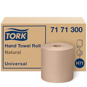 tork hand towel roll, natural, universal, h71, large, 100% recycled, 1-ply, white, 6 rolls x 800 ft, 7171300