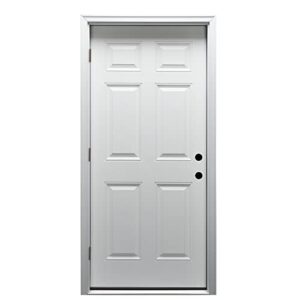 national door company zz364681r steel, primed, right hand outswing, prehung front door, 6-panel, 30'' x 80",white