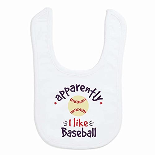 ChalkTalkSPORTS Baseball Baby & Infant Bib | Apparently, I like Baseball | Soft Microfiber Bib