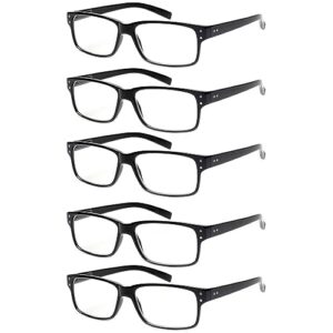 norperwis reading glasses 5 pairs quality readers spring hinge glasses for reading for men and women (5 pack black, 2.50)