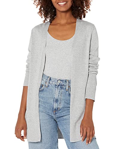 Amazon Essentials Women's Lightweight Open-Front Cardigan Sweater (Available in Plus Size), Light Grey Heather, X-Large