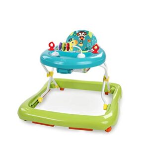 bright starts giggling safari walker with easy fold frame for storage, ages 6 months +