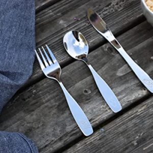 Exzact Exzact Children's Flatware Kids Silverware 18pcs/Toddler Utensils - 6 x Forks, 6 x Safe Dinner Knives, 6 x Dinner Spoons - Engraved Dog Cat Bunny