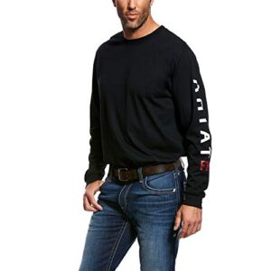 ariat mens flame resistant roughneck skull long sleeved work utility tee shirt, black, medium us