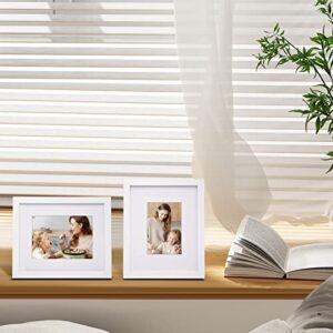 Egofine 8x10 Picture Frames Set of 4, Made of Solid Wood Covered by Plexiglass Display 4x6 and 5x7 with Mat or 8x10' without Mat, for Table Top Display and Wall Mounting Photo Frame White