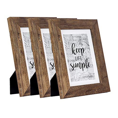 kennethan Rustic Brown 5x7 Picture Frames Wide Molding 3P in 1 set - Wall Mounting Material Included