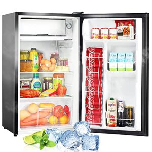 3.2 cu. ft. stainless steel double doors compact mini refrigerator internal freezer compartment cooler fridge perfect for home kitchen hotel office dorm wet bars adjustable temperature mechanism