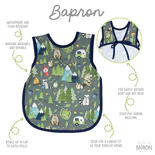 BapronBaby Camping Bears Bapron - Soft Waterproof Stain Resistant Bib - Machine Washable - 6m - 5yr - (Sz Baby/Toddler 6m-3T)