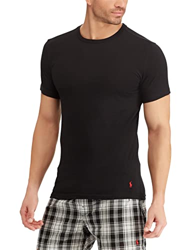 POLO Ralph Lauren Underwear Men's 3 Pack Slim Fit Crew Tees, Black, XL