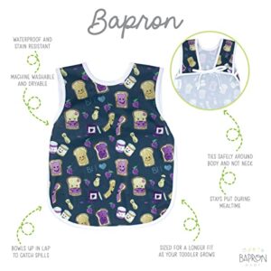 BapronBaby PBJ Pals Bapron - Soft Waterproof Stain Resistant Bib - Machine Washable - 6m - 5yr - (Sz Baby/Toddler 6m-3T)