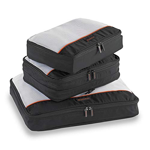 Briggs & Riley 3 Pack Zippered Packing Cubes/Luggage Organizers for Travel, Black, Large