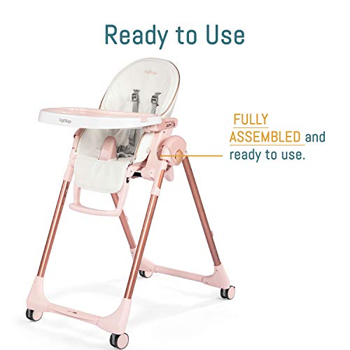 Peg Perego Prima Pappa Zero 3 - High Chair - for Children Newborn to 3 Years of Age - Made in Italy - Mon Amour (Beige & Pink)