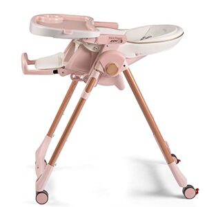 Peg Perego Prima Pappa Zero 3 - High Chair - for Children Newborn to 3 Years of Age - Made in Italy - Mon Amour (Beige & Pink)