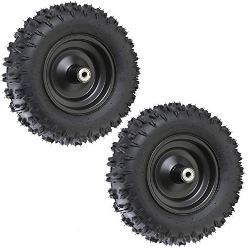 JCMOTO Pair 4.10-6 Go Kart ATV Tubeless Tire with Rim and 6001ZZ Bearings | Front Tires Rims for Scooter Quad Bikes 4 Wheelers