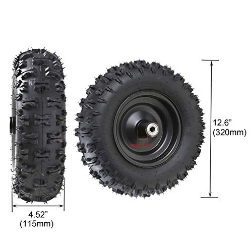 JCMOTO Pair 4.10-6 Go Kart ATV Tubeless Tire with Rim and 6001ZZ Bearings | Front Tires Rims for Scooter Quad Bikes 4 Wheelers