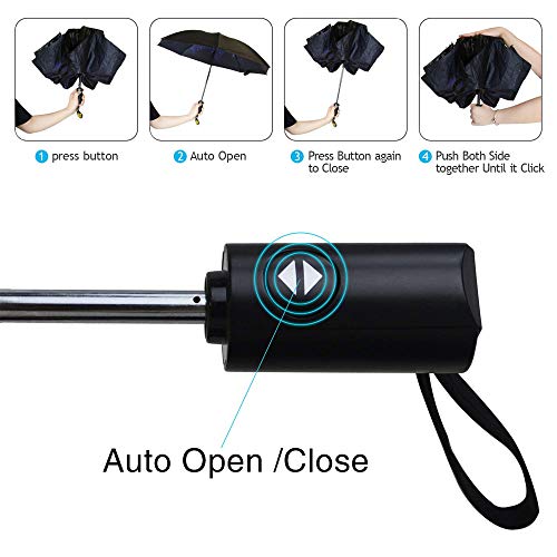 SIEPASA Umbrella Windproof, Travel Umbrella, Compact Folding Reverse Umbrella,-One button for Auto Open and Close(Starry Sky)