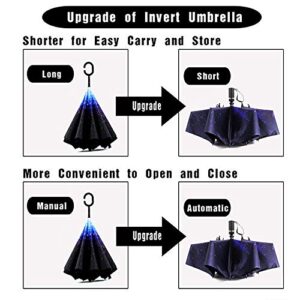 SIEPASA Umbrella Windproof, Travel Umbrella, Compact Folding Reverse Umbrella,-One button for Auto Open and Close(Starry Sky)