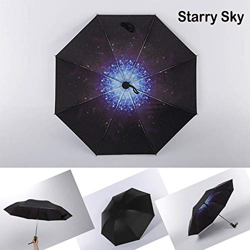 SIEPASA Umbrella Windproof, Travel Umbrella, Compact Folding Reverse Umbrella,-One button for Auto Open and Close(Starry Sky)