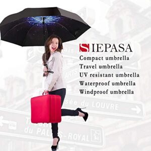 SIEPASA Umbrella Windproof, Travel Umbrella, Compact Folding Reverse Umbrella,-One button for Auto Open and Close(Starry Sky)