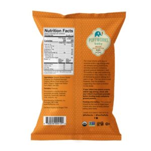 Puffworks Baby Organic Peanut Butter Puffs, Perfect for Early Peanut Introduction for Allergy Prevention, Plant-Based Protein, USDA Organic, Gluten-Free, Vegan, Non-GMO, Kosher, 0.5 Ounce (Pack of 12)