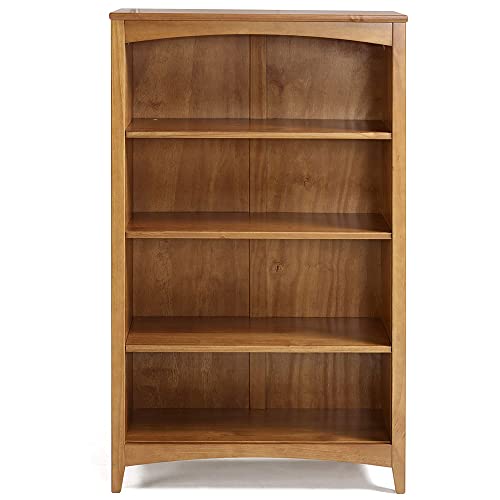 Shaker Style 4 Shelf Bookcase / Solid Wood / 48" High / Adjustable Shelving / Closed Back / Display Bookshelf for Living Room, Bedroom, Home and Office, Cherry