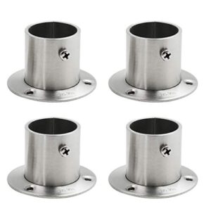 btmb stainless steel closet rod flange holder shower curtain socket bracket support for pipe,pack of 4 (dia 32mm/1.25'')