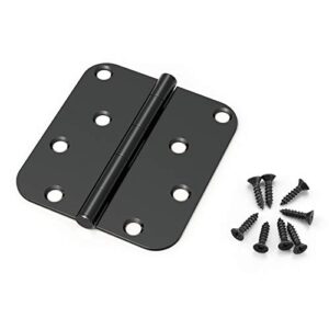 knobwell 12 pack 4" x 4" matte black door hinges rounded square corner, 5/8 inch round radius exterior door hinge in black