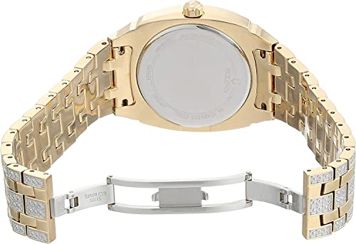 Bulova Men's Crystals Phantom Gold Tone Stainless Steel 3-Hand Quartz Watch, Cushion Shape Dial and Curved Mineral Crystal Style: 98B323