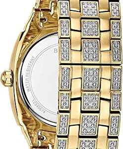 Bulova Men's Crystals Phantom Gold Tone Stainless Steel 3-Hand Quartz Watch, Cushion Shape Dial and Curved Mineral Crystal Style: 98B323