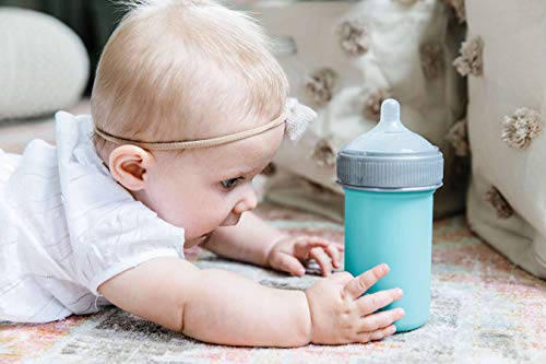 Mason Bottle Silicone Baby Bottle: Includes Silicone Nipple (Medium Flow Nipple for 3+ Months), Plastic Ring + Cap, 8 Ounce Silicone Bottle, BPA Free, Non-Toxic 100% Made in USA (1 Count)