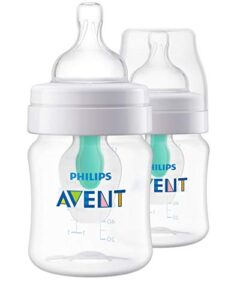 philips avent anti-colic baby bottle with airfree vent 4oz, 2pk, scf400/24,clear