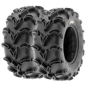 pair of 2 sunf a050 at 27x11-14 atv utv deep mud terrain tires, 6 pr, tubeless