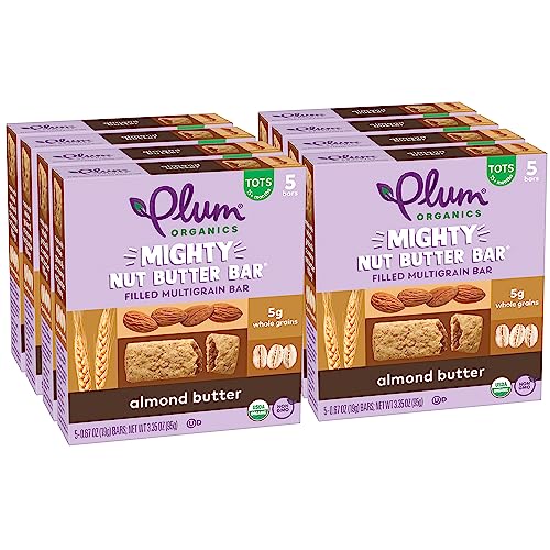 Plum Organics | Mighty Nut Butter Snack Bars | Organic Toddler & Kids Snacks | Almond Butter | 0.67 Ounce Bar (40 Total)