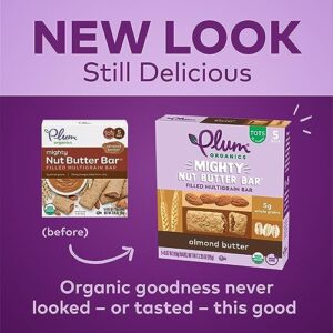 Plum Organics | Mighty Nut Butter Snack Bars | Organic Toddler & Kids Snacks | Almond Butter | 0.67 Ounce Bar (40 Total)