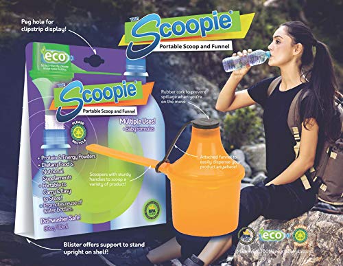 The Scoopie (3 Count, 8 Ounces Per Unit, Pink) Travel Ready Supplement Container, to Go Powder Formula Storage, Scoop and Funnel System for Baby Bottles and Water Bottles